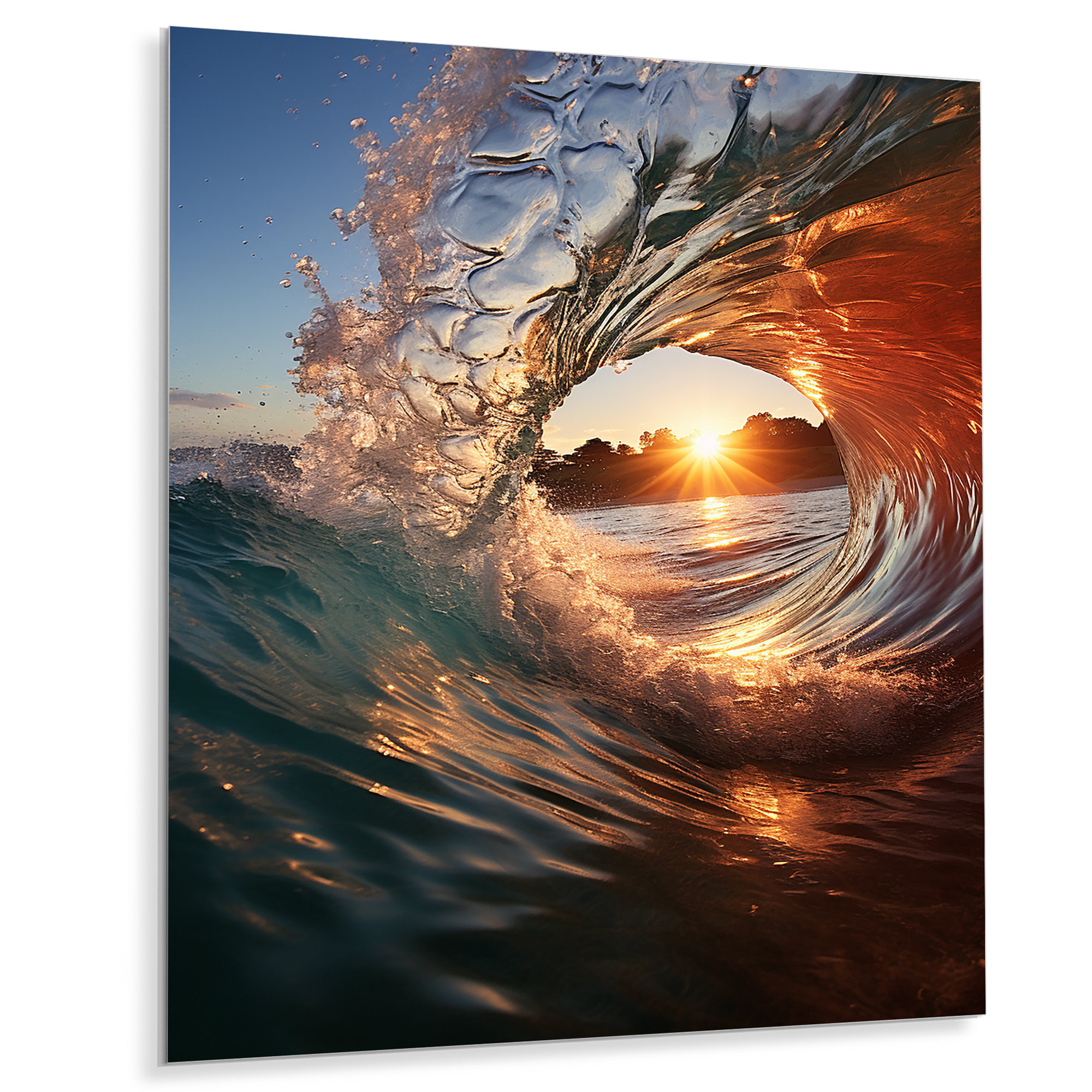 Highland Dunes Beach Photo Sunlit Waves IV - Nautical & Beach Metal Wall Decor - Wayfair Canada